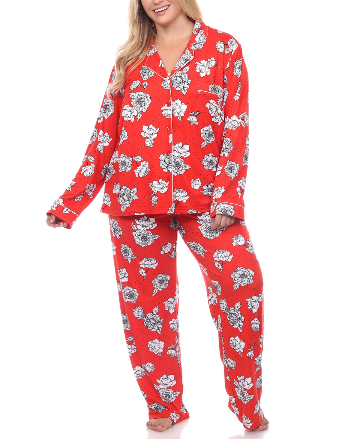 Click here for White Mark Plus Size Long Sleeve Floral Pajama Set... prices