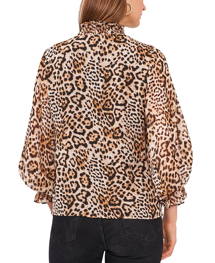 Vince Camuto Split-Neck Smocked-Cuff Blouse - Macy's