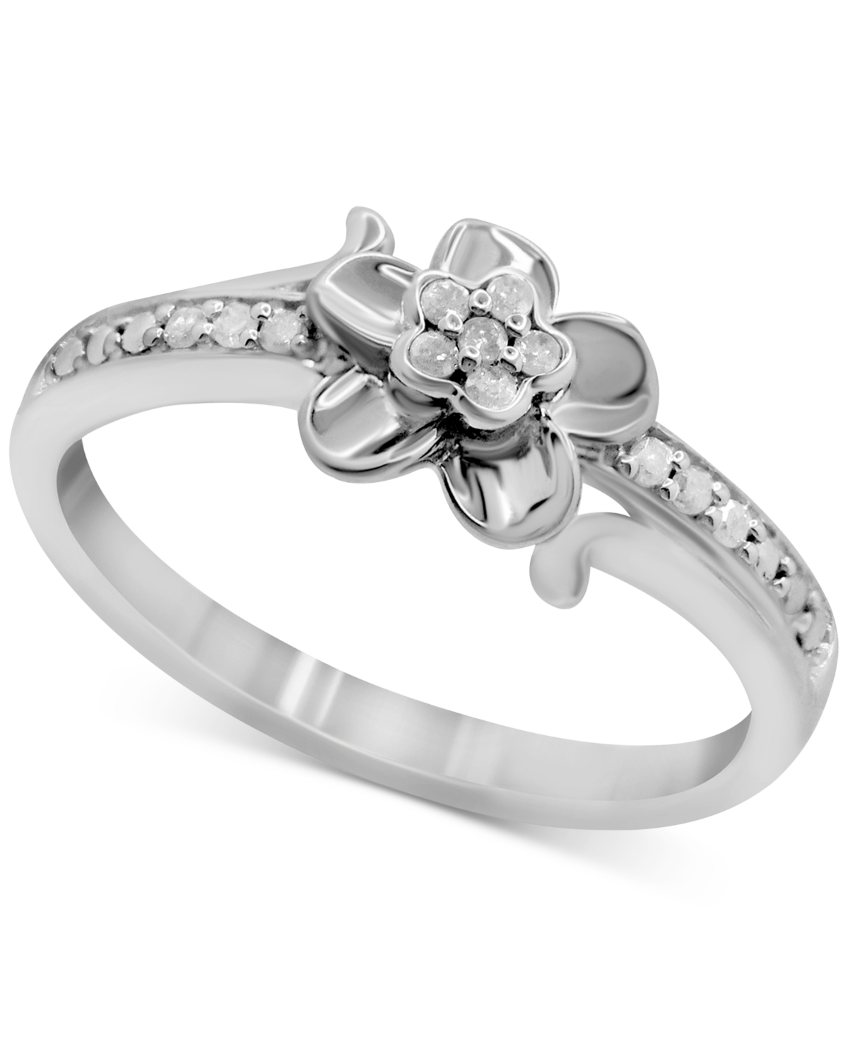 Click here for Diamond Flower Ring (1/10 ct. t.w.) in Sterling Si... prices