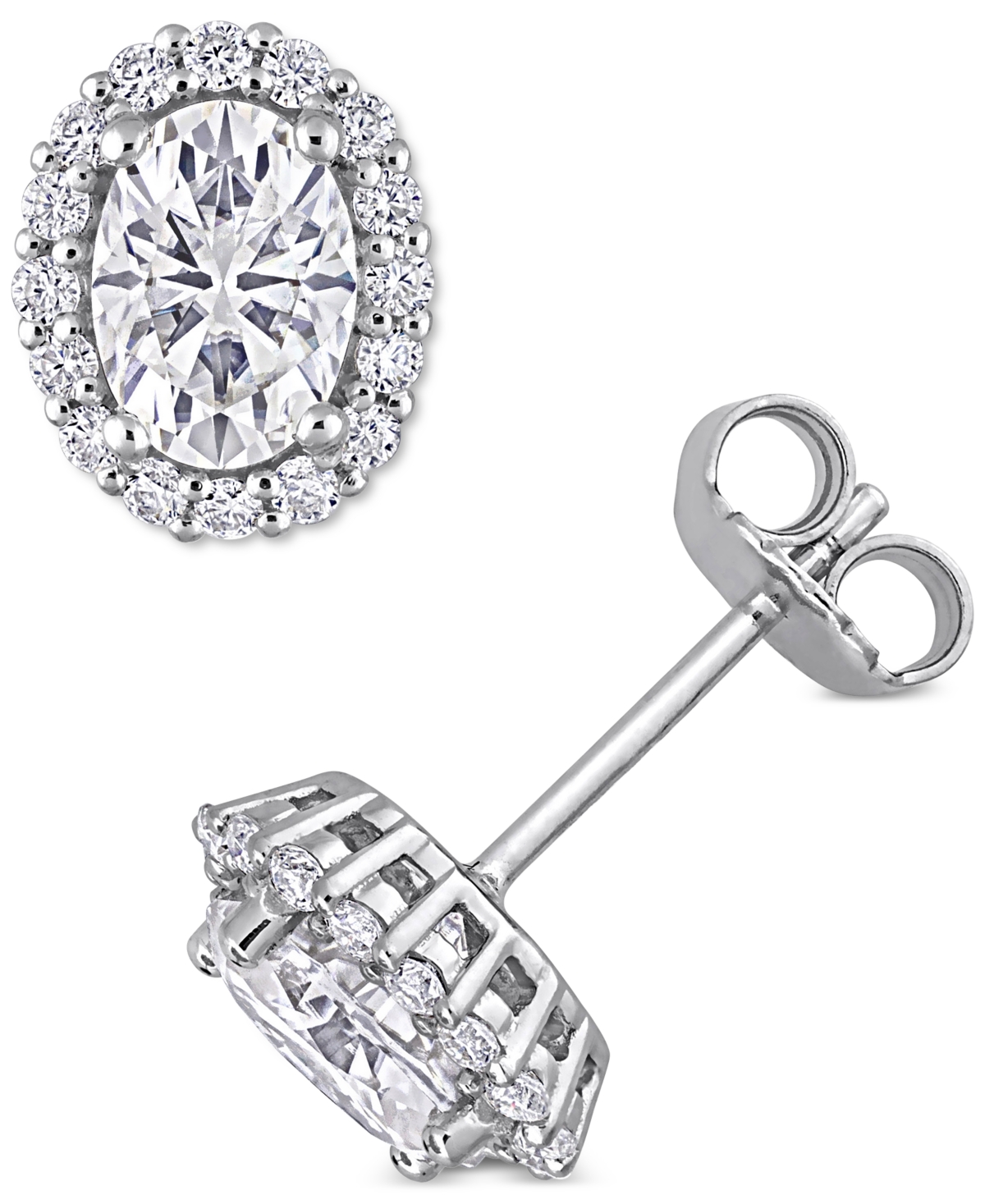 Click here for Lab-Created Moissanite Oval Halo Stud Earrings (2-... prices