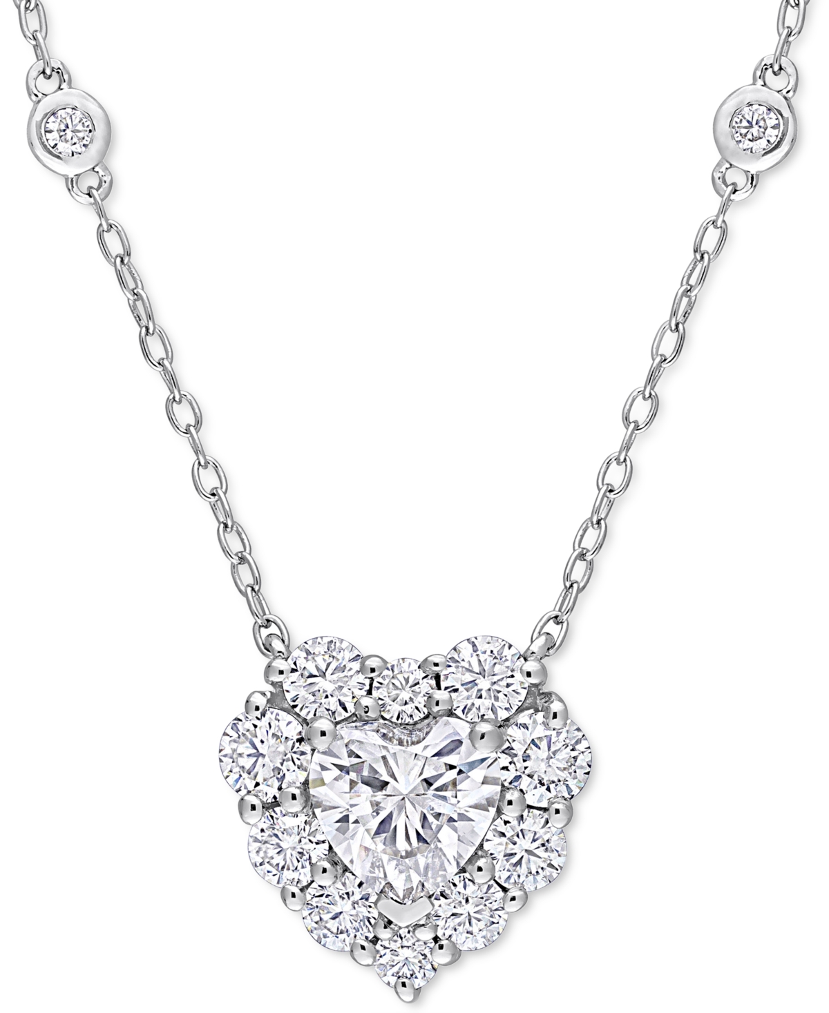Click here for Lab-Grown Moissanite Heart Halo 18 Pendant Necklac... prices