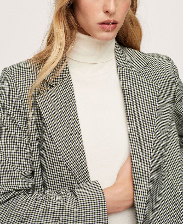 MANGO Women's Check Suit Blazer - Macy's