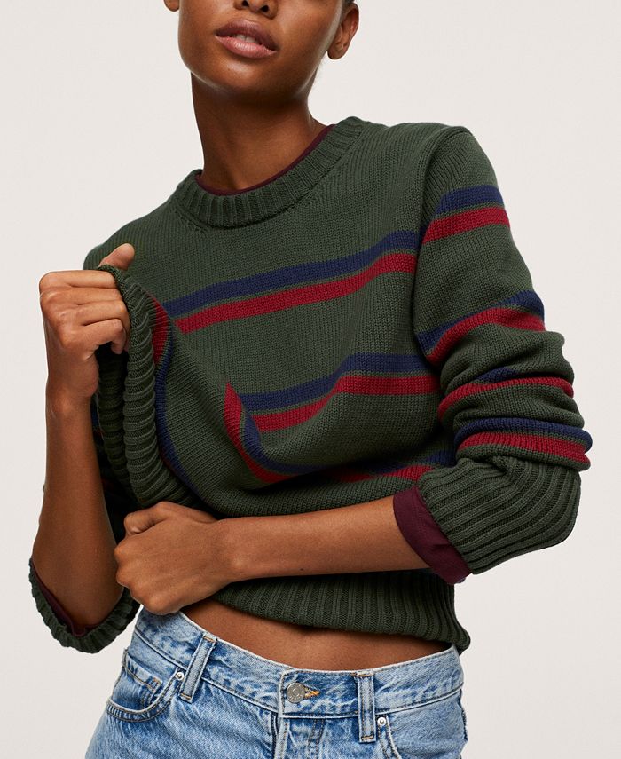 MANGO Women's Striped Knit Sweater - Macy's
