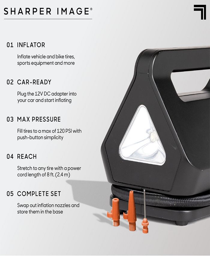 Sharper Image DC 12V Car Air Compressor With Built-in LED Light, 8 Foot ...