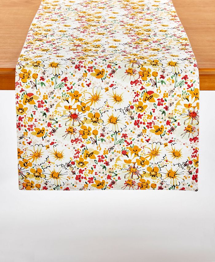 Tableau Sunshine Daisy Printed Table Runner, 72" x 14" - Macy's