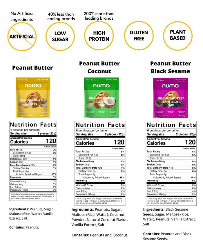 Numa 4.2 Oz Mini Peanut Butter Bars Variety Pack, 6 Pieces - Macy's