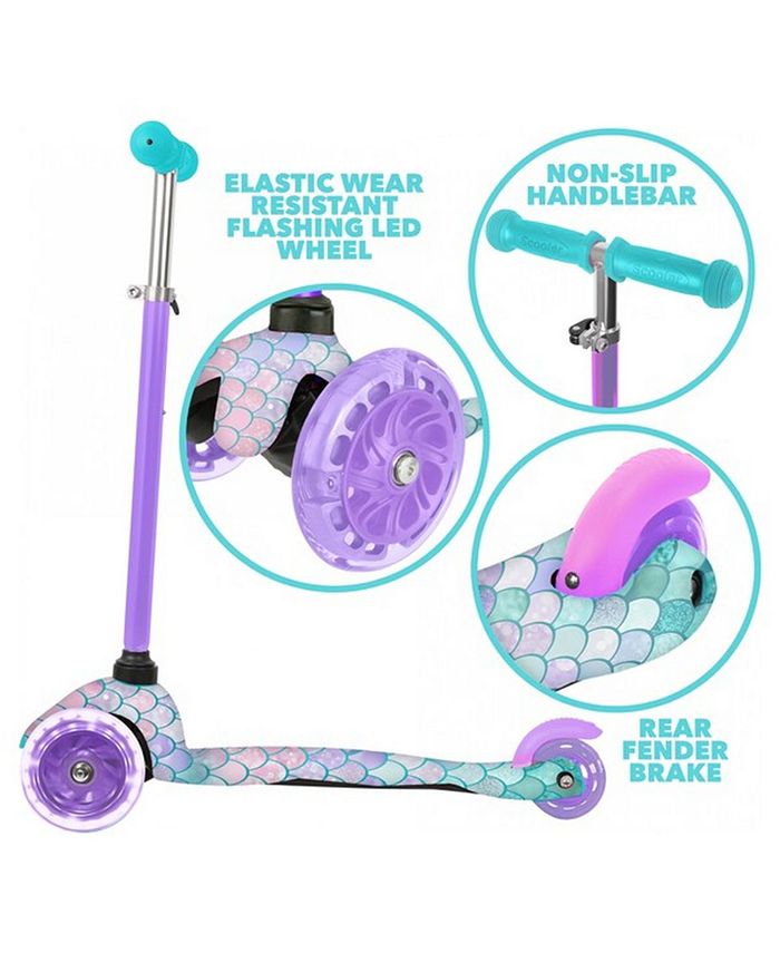 Rugged Racers Mini Deluxe Mermaid Design 3 Wheel Scooter with LED ...