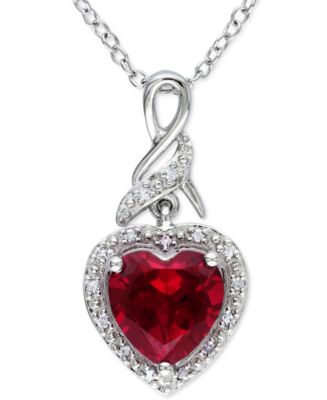 Lab-Grown Ruby (2-3/4 ct. t.w.) & Diamond (1/20 ct. t.w.) Heart 18 ...
