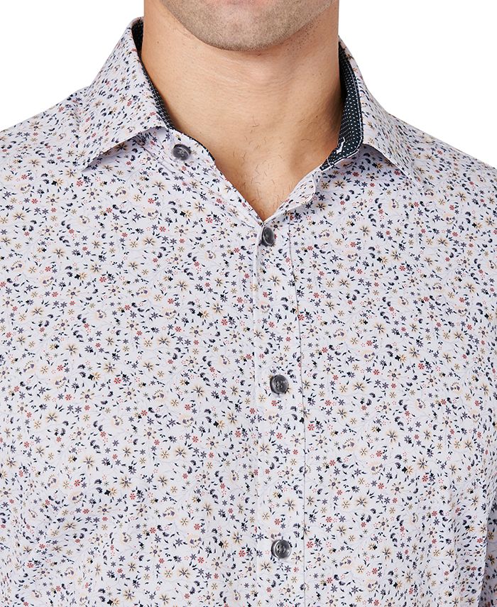 Tallia Mens Slim Fit Non Iron Performance Stretch Floral Print Dress
