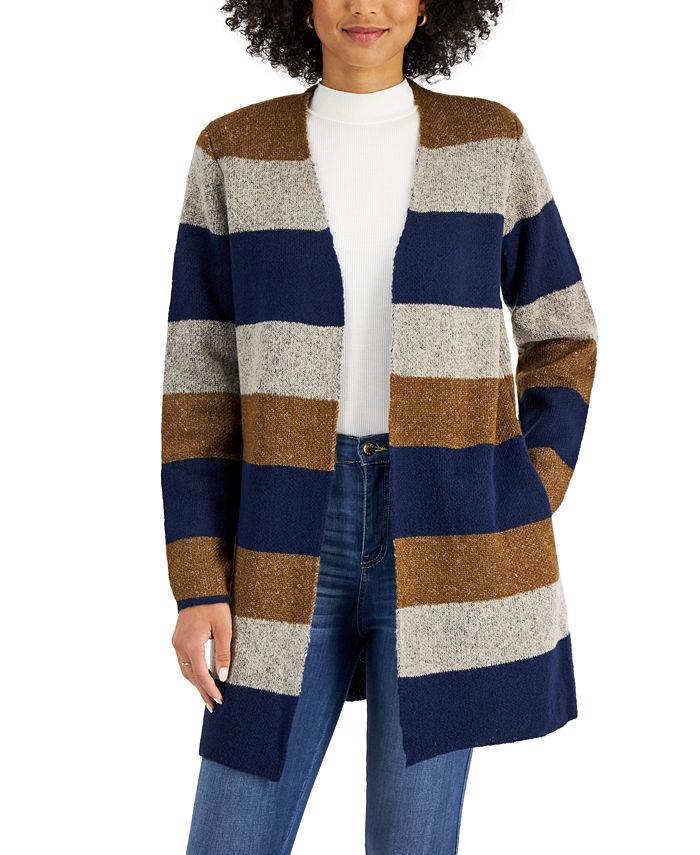 Charter Club Colorblocked Open-Front Cardigan, Created for Macy's - Macy's