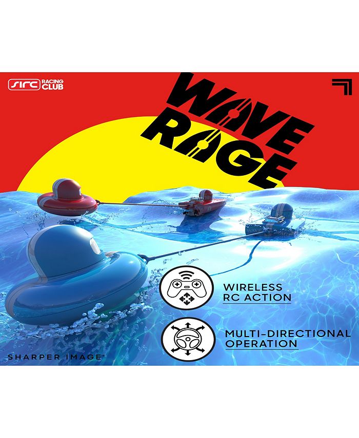Sharper Image RC Wave Rage, Wireless Rechargeable Bumper Boat with Tow ...