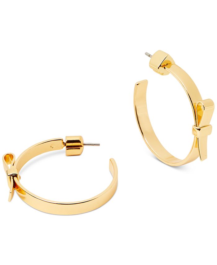 kate spade new york Gold-Tone Polished Bow Small Hoop Earrings, 1" - Macy's
