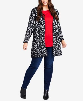 Avenue Plus Size Emeline Animal Print Coatigan & Reviews - Sweaters ...