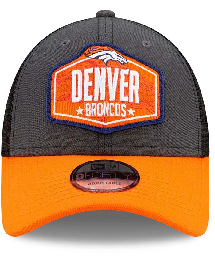 New Era Men's Graphite and Orange Denver Broncos 2021 NFL Draft Trucker ...