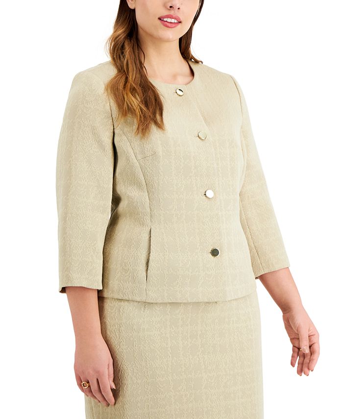 Le Suit Plus Size Four-Button Skirt Suit - Macy's