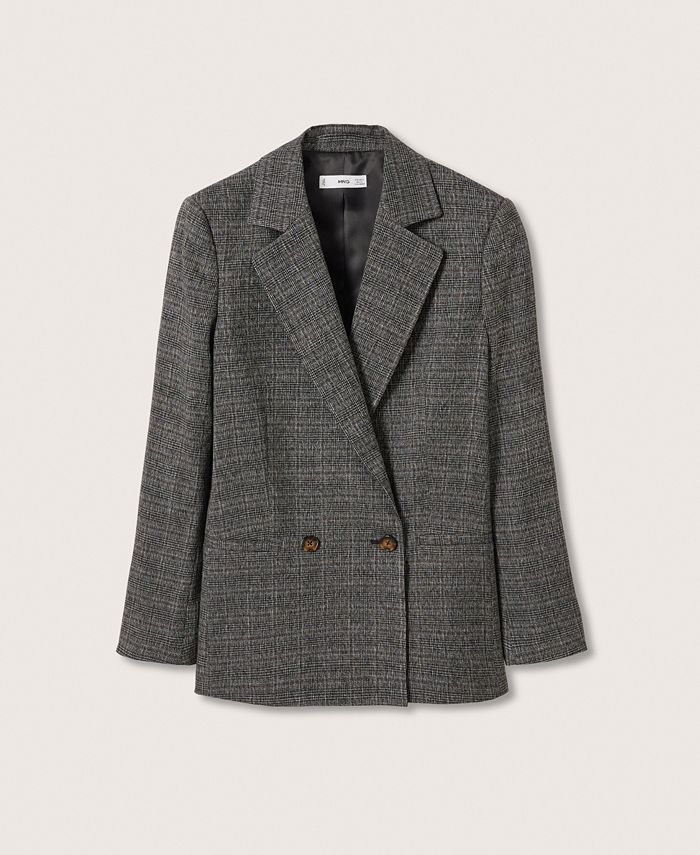 MANGO Women's Check Structured Blazer - Macy's