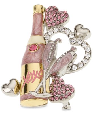 Holiday Lane Two-Tone Pavé Heart Champagne Pin, Created for Macy's - Macy's