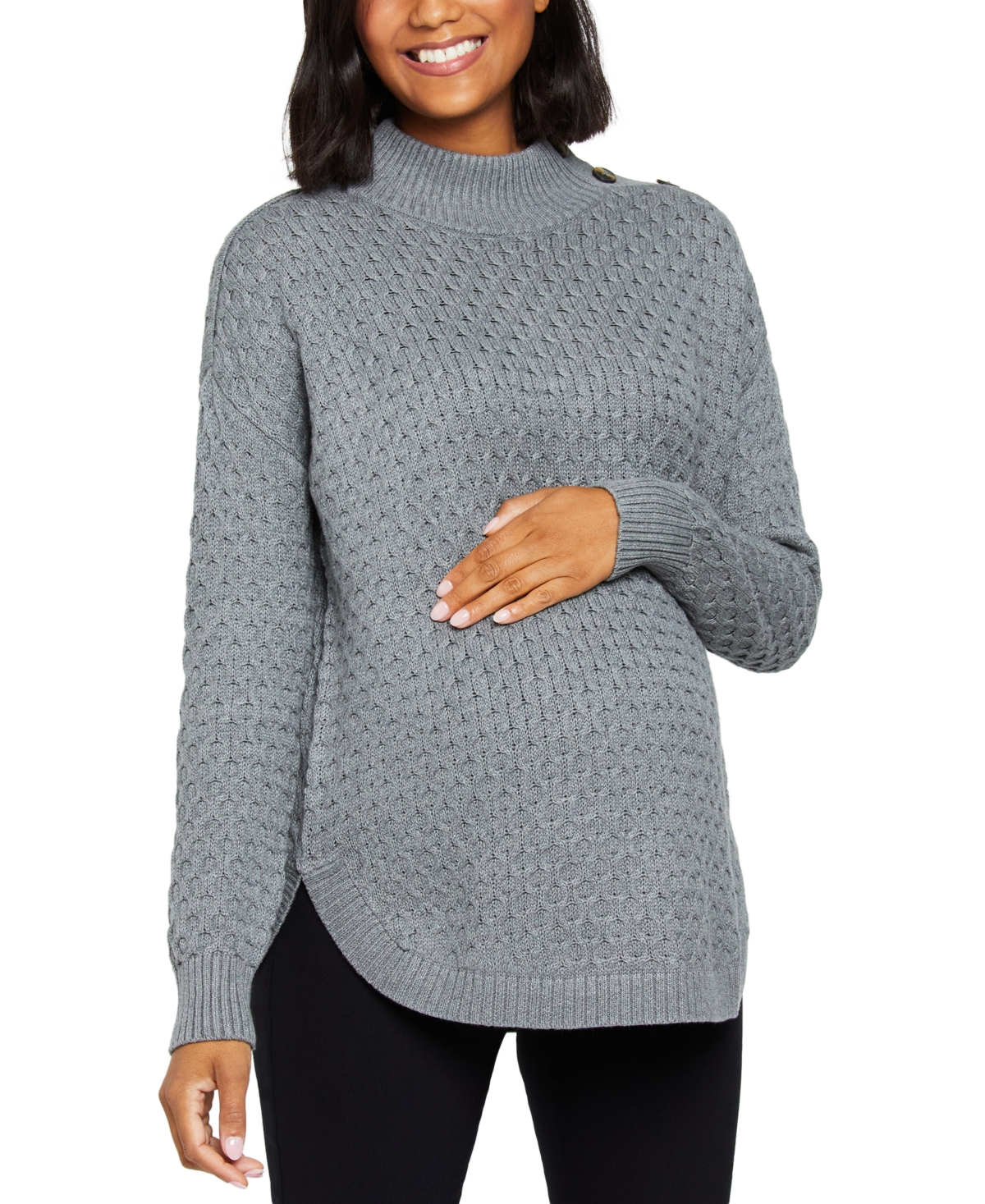 Click here for Motherhood Maternity Stitched Mock-Neck Maternity... prices