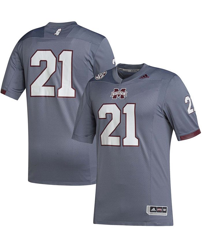 adidas Men's 21 Gray Mississippi State Bulldogs Premier Strategy Jersey ...