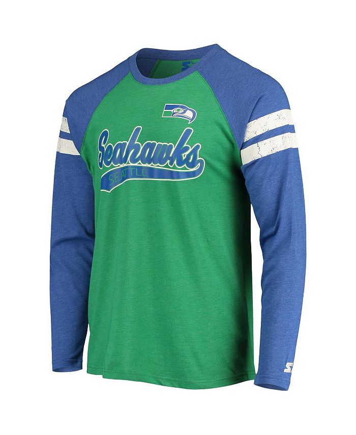 Starter Men's Green, Royal Seattle Seahawks Throwback League Raglan ...