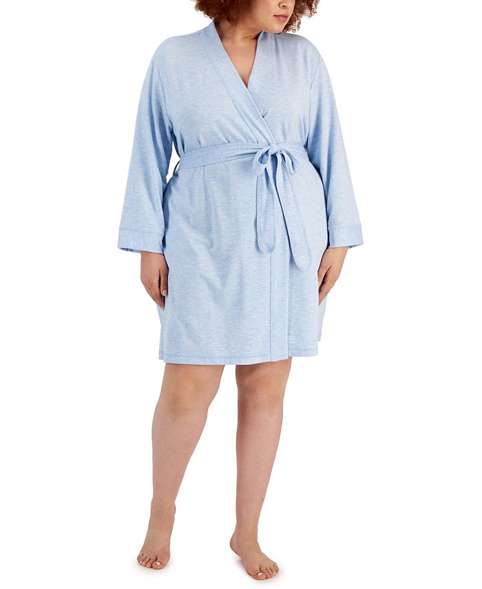 Charter Club Plus Size French Terry Wrap Robe, Created for Macy's - Macy's