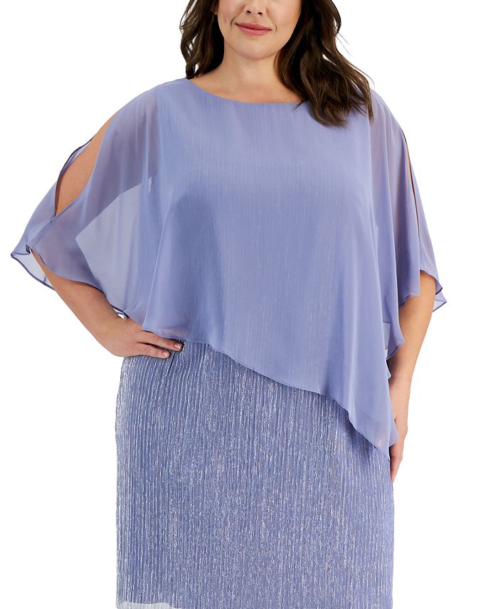 Connected Plus Size Cape Overlay Dress And Reviews Dresses Plus Sizes