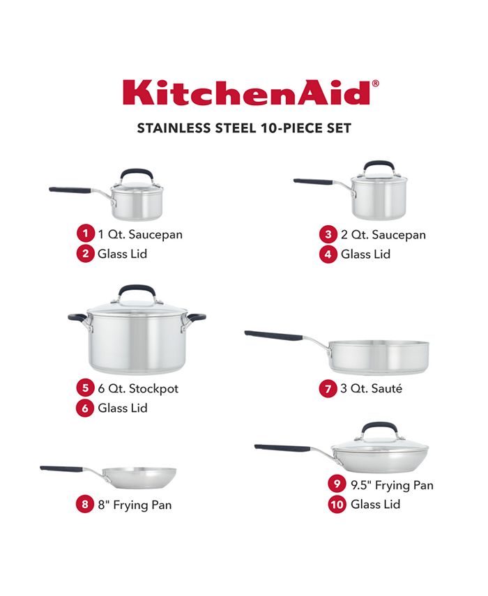 KitchenAid Stainless Steel 10 Piece Cookware Set - Macy's