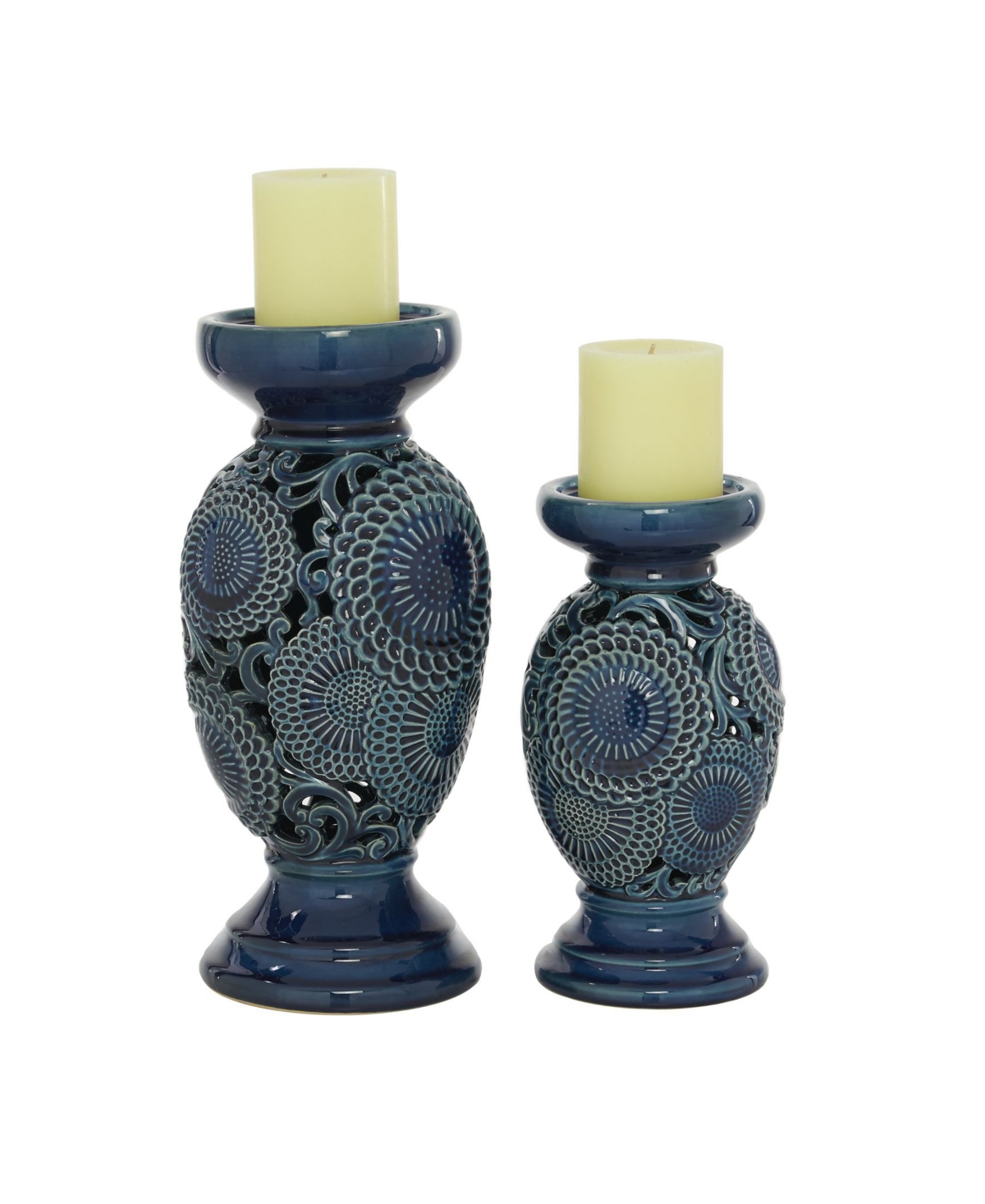 Click here for Ceramic Eclectic Candle Holder  Set of 2 - Blue prices