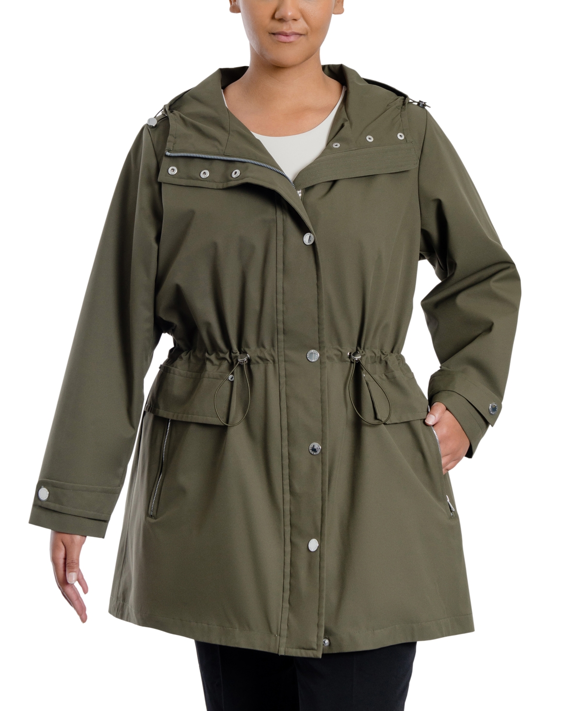 London Fog Women's Plus Size Hooded Anorak | Smart Closet