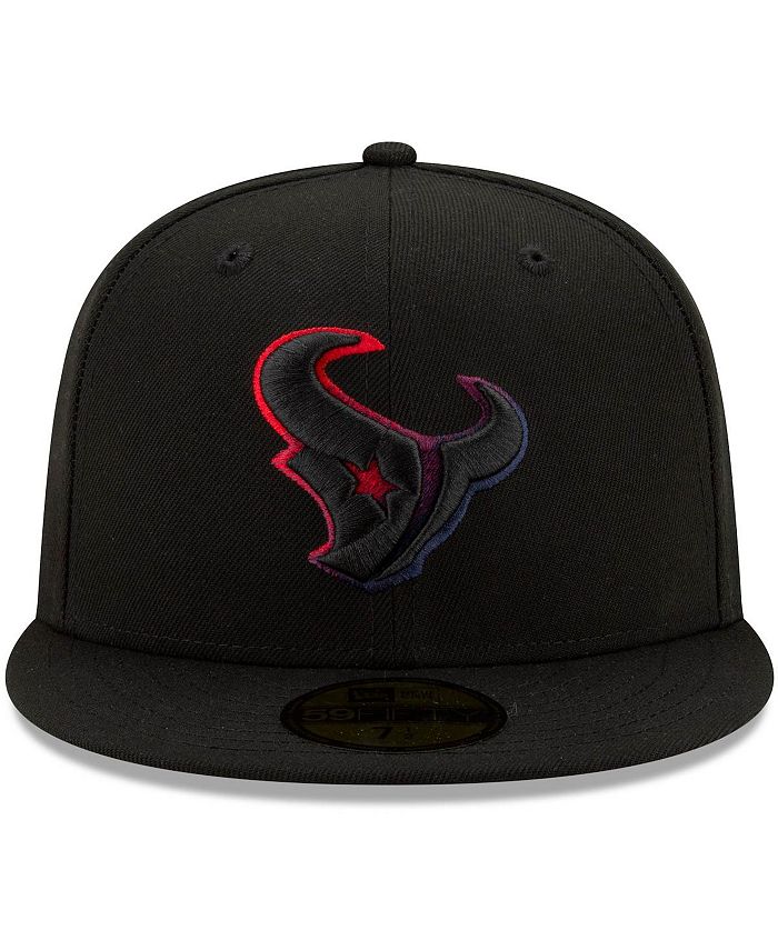 New Era Men's Black Houston Texans Logo Color Dim 59FIFTY Fitted Hat ...