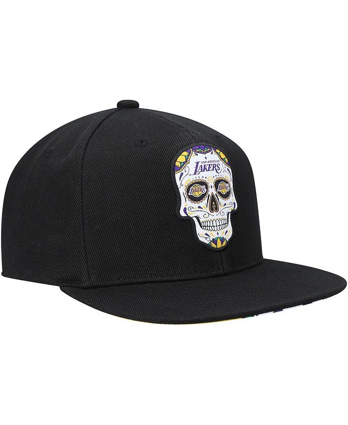 Mitchell & Ness Men's Black Los Angeles Lakers Sugar Skull Snapback Hat ...