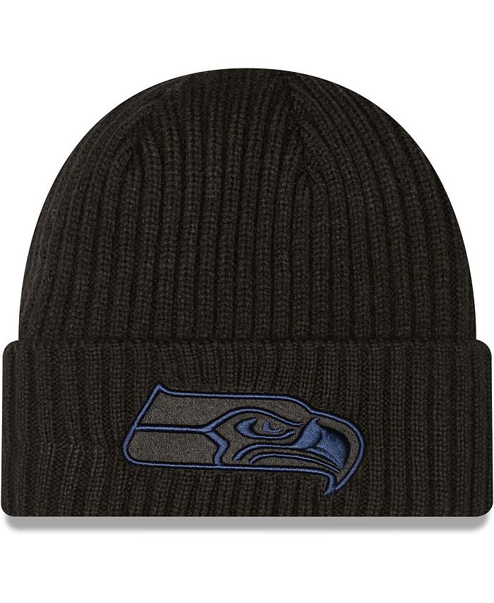New Era Men's Black Seattle Seahawks Logo Core Classic Cuffed Knit Hat ...