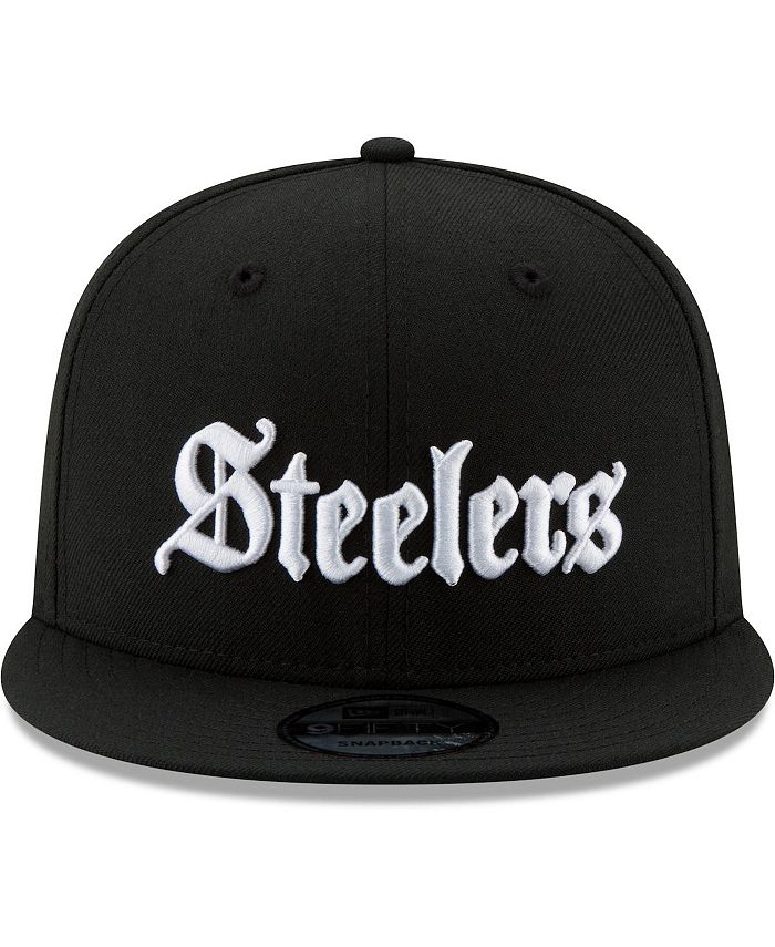 New Era Men's Black Pittsburgh Steelers Gothic Script 9FIFTY Snapback ...