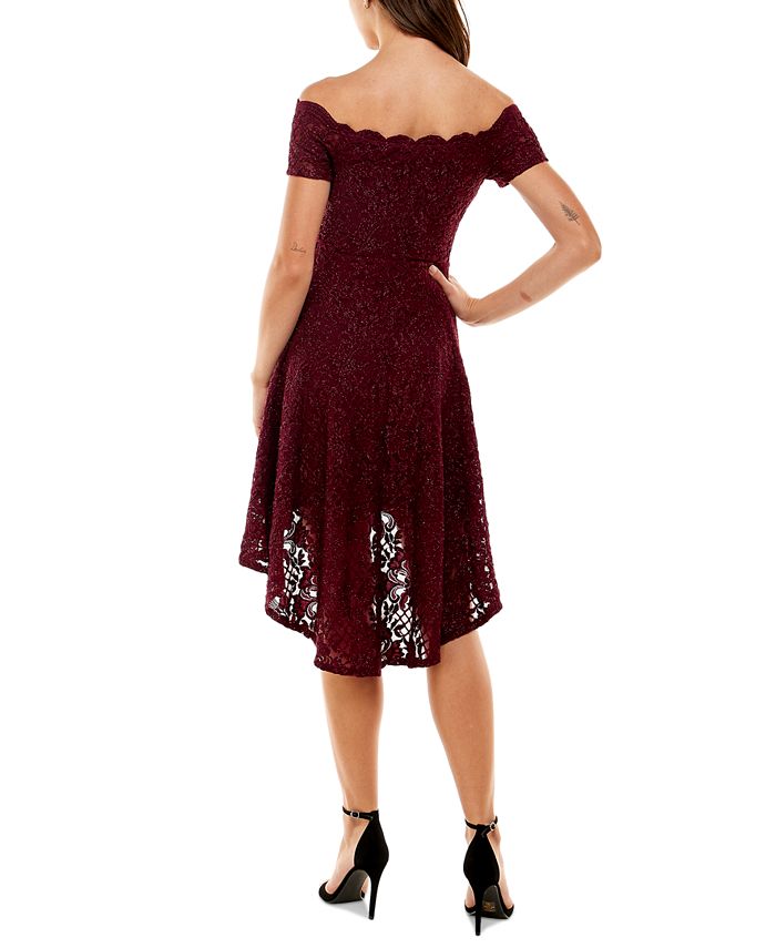 City Studios Juniors' Off-The-Shoulder Fit & Flare Dress - Macy's