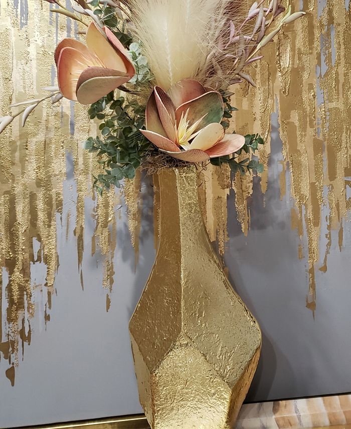 Classic Touch Dimensional Centerpiece Vase Raw Finish - Macy's