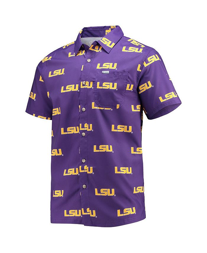 Columbia Men's Purple LSU Tigers Super Slack Tide Omni-Shade Button-Up ...