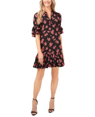CeCe Ruffled Floral-Print Dress - Macy's