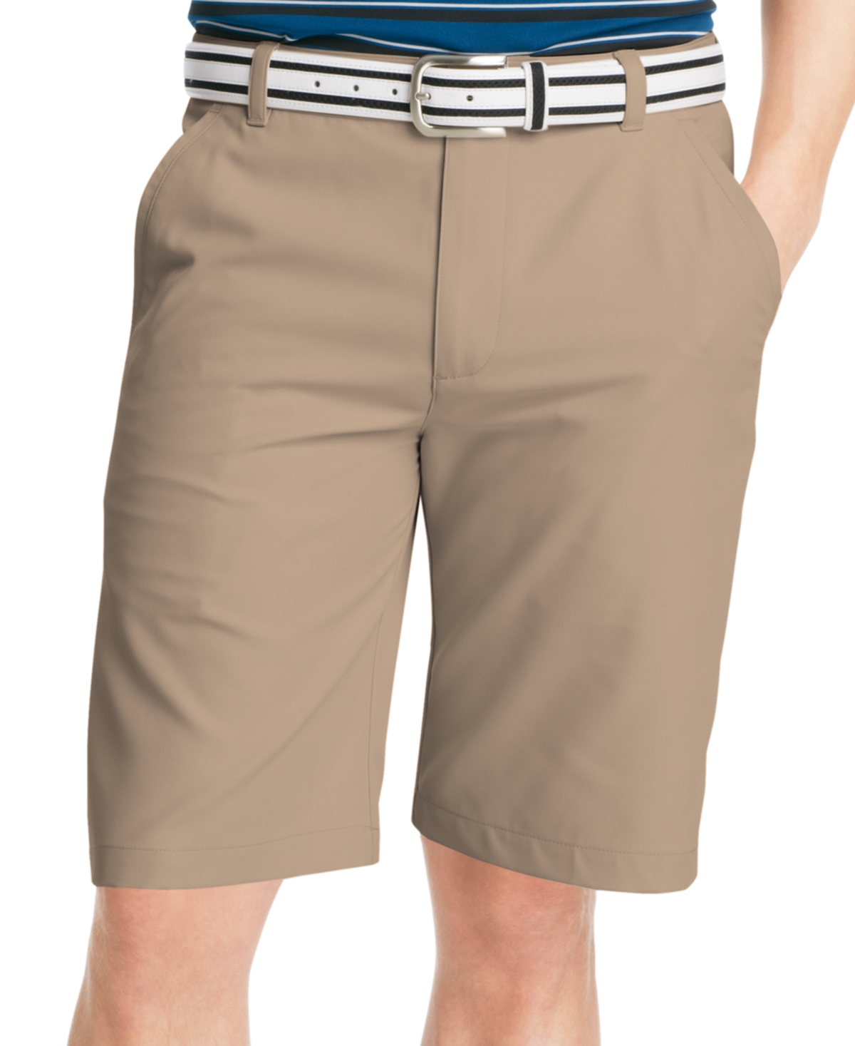 Click here for Izod Mens Solid Flat Front Golf 10 Shorts - Khaki prices