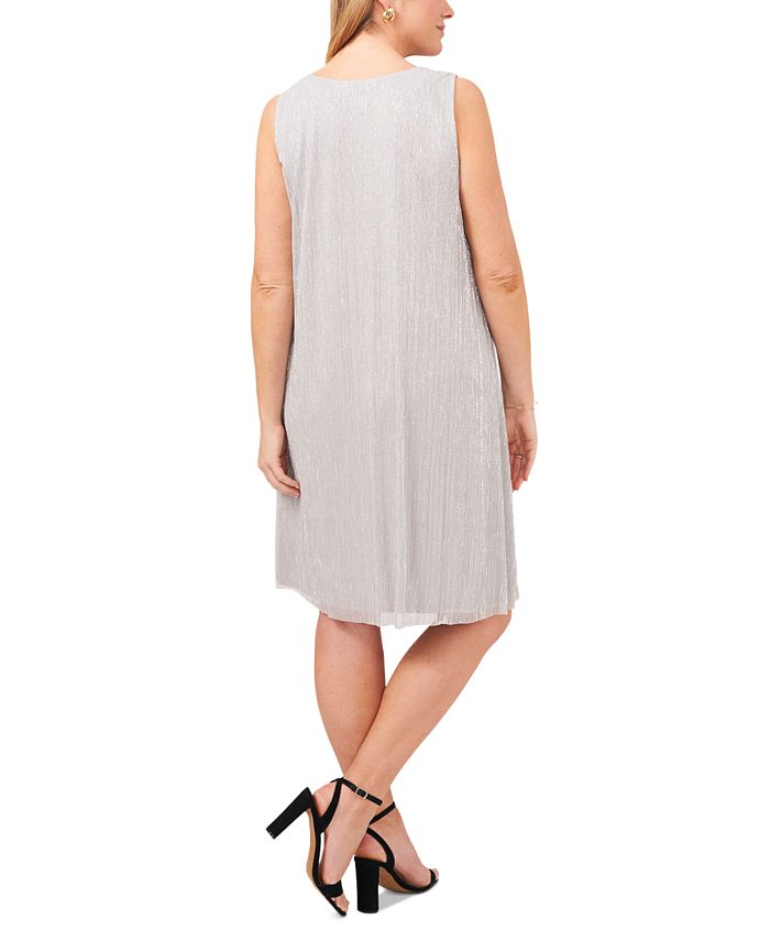 MSK Plus Size Metallic Pleated Shift Dress & Reviews - Dresses - Plus ...