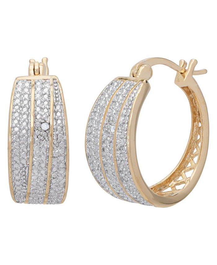 Macy's Diamond Accent 3 Row Hoop Earrings - Macy's