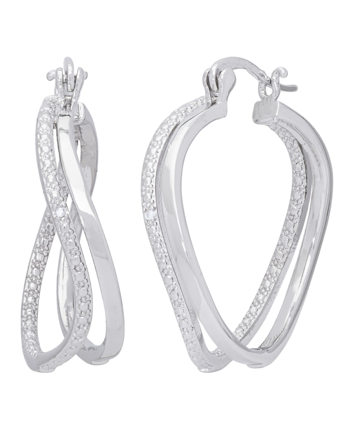 Click here for Diamond Accent Swirl Hoop Earrings - Silver prices