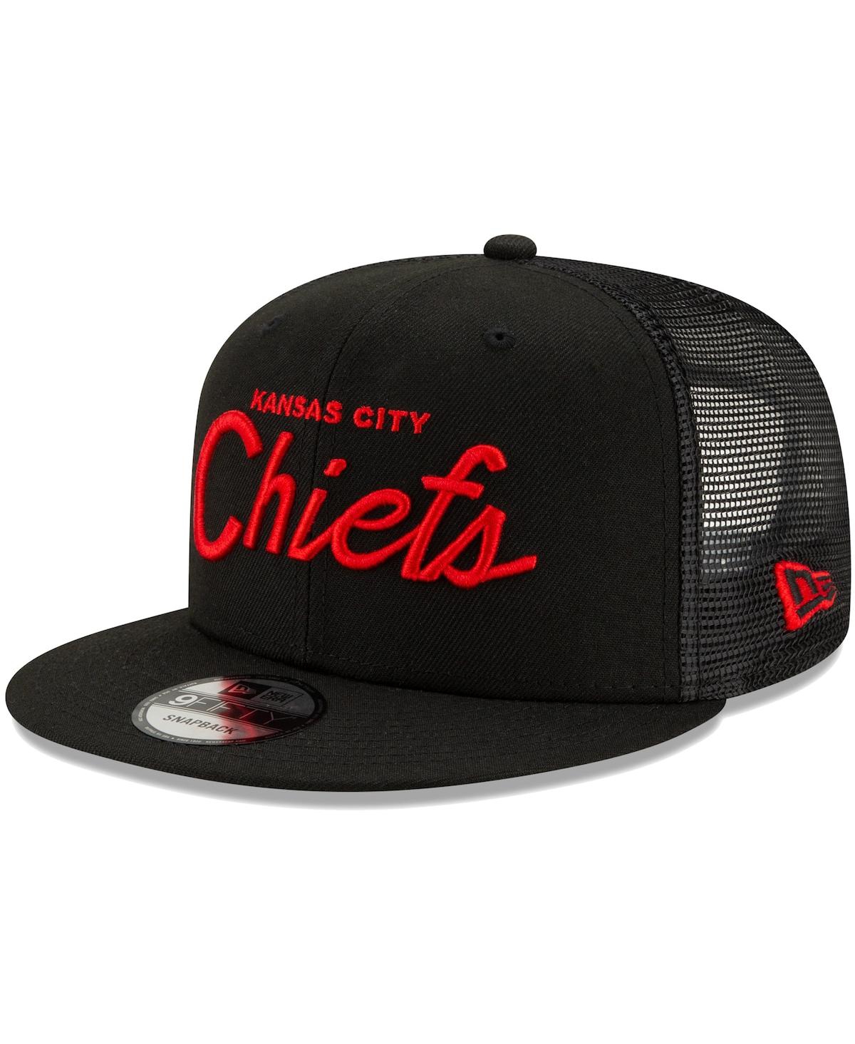 New Era Men's Black Kansas City Chiefs Script Trucker 9fifty Snapback ...