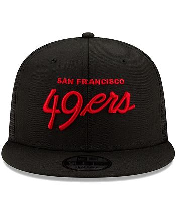 New Era Men's Black San Francisco 49ers Script Trucker 9FIFTY Snapback ...