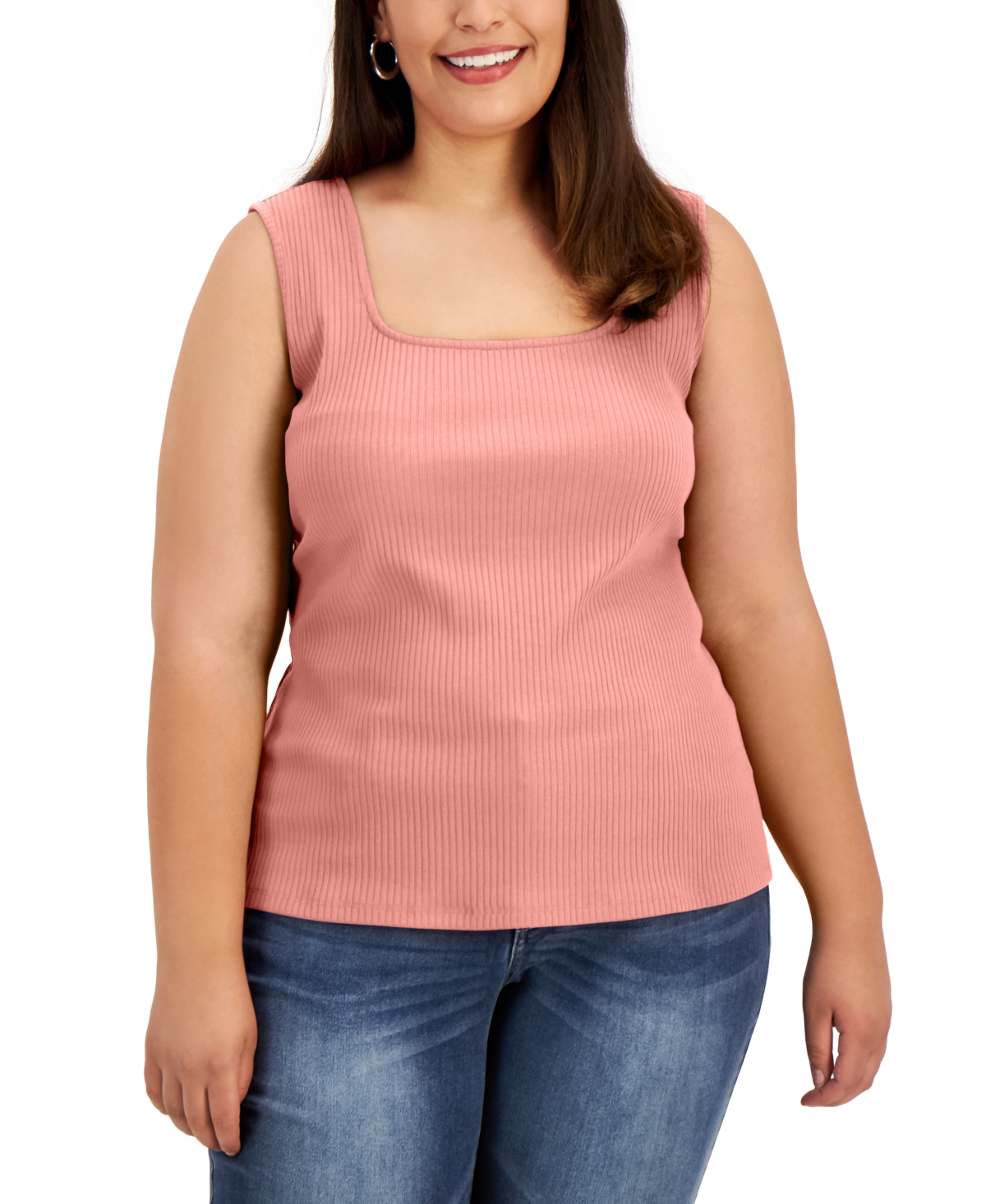 Inc International Concepts Plus Size Square-neck Ribbed Tank, Created ...