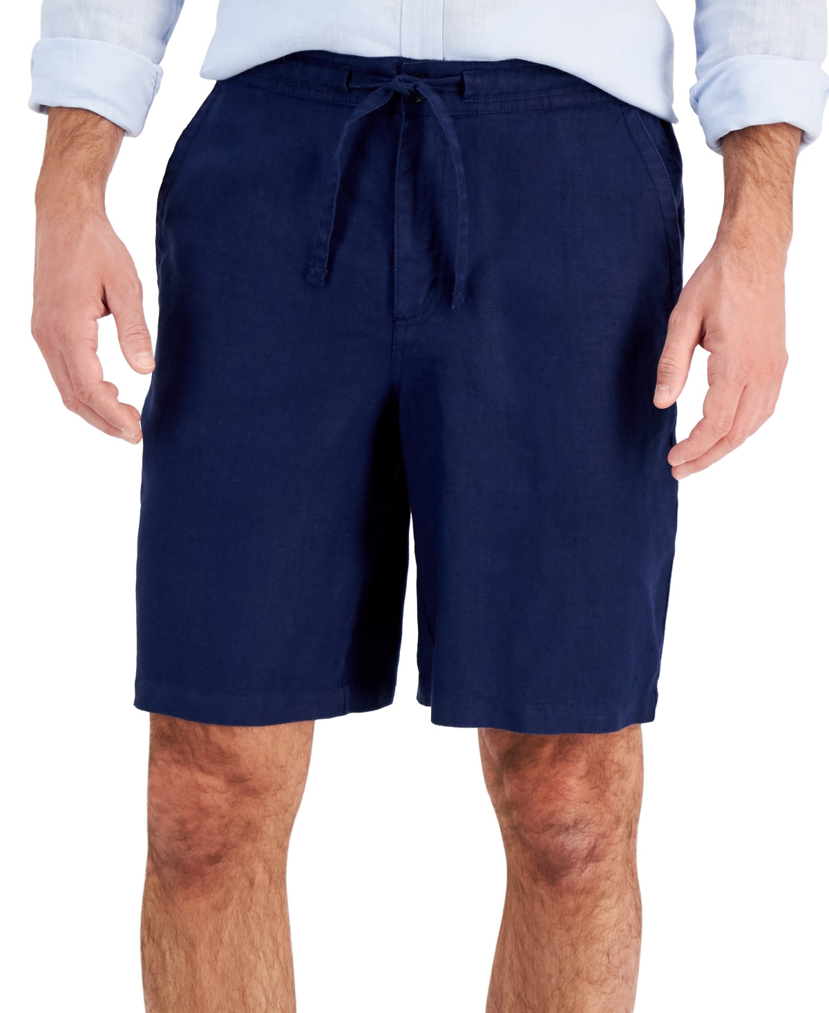 Club Room Mens 100 Linen Drawstring Shorts  Created for Macys - Dark Blue