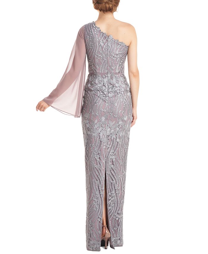 JS Collections One-Shoulder Overlay Gown - Macy's