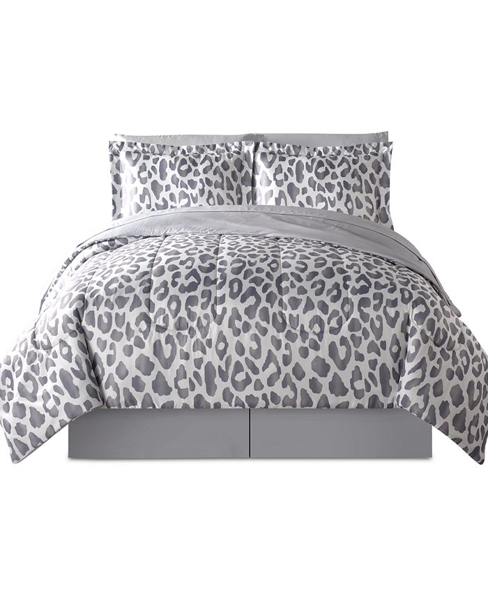 Sunham Greyscale Cheetah Grey 8-Pc. Queen Comforter Set - Macy's