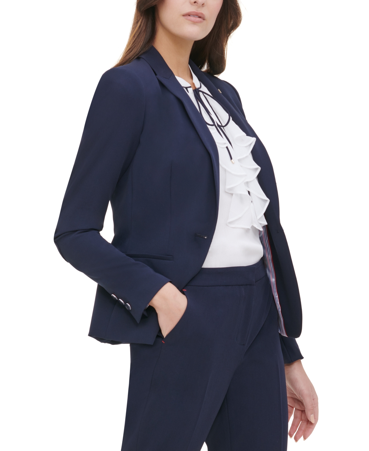 Click here for Tommy Hilfiger Womens One-Button Blazer - Midnight prices