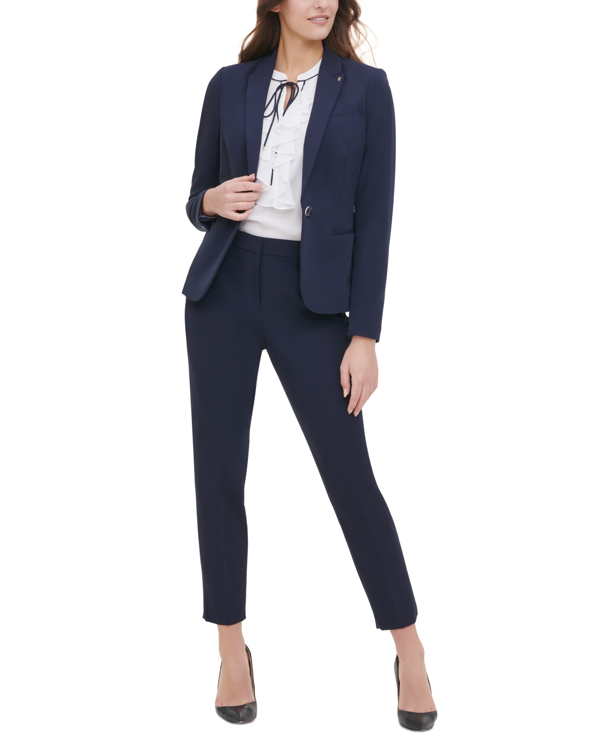Click here for Tommy Hilfiger Womens One-Button Blazer - Midnight prices