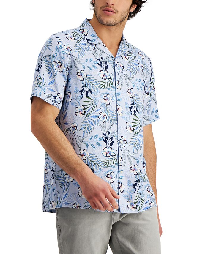 Club Room Mens Regular Fit Tropical Print Camp Shirt Created For Macy